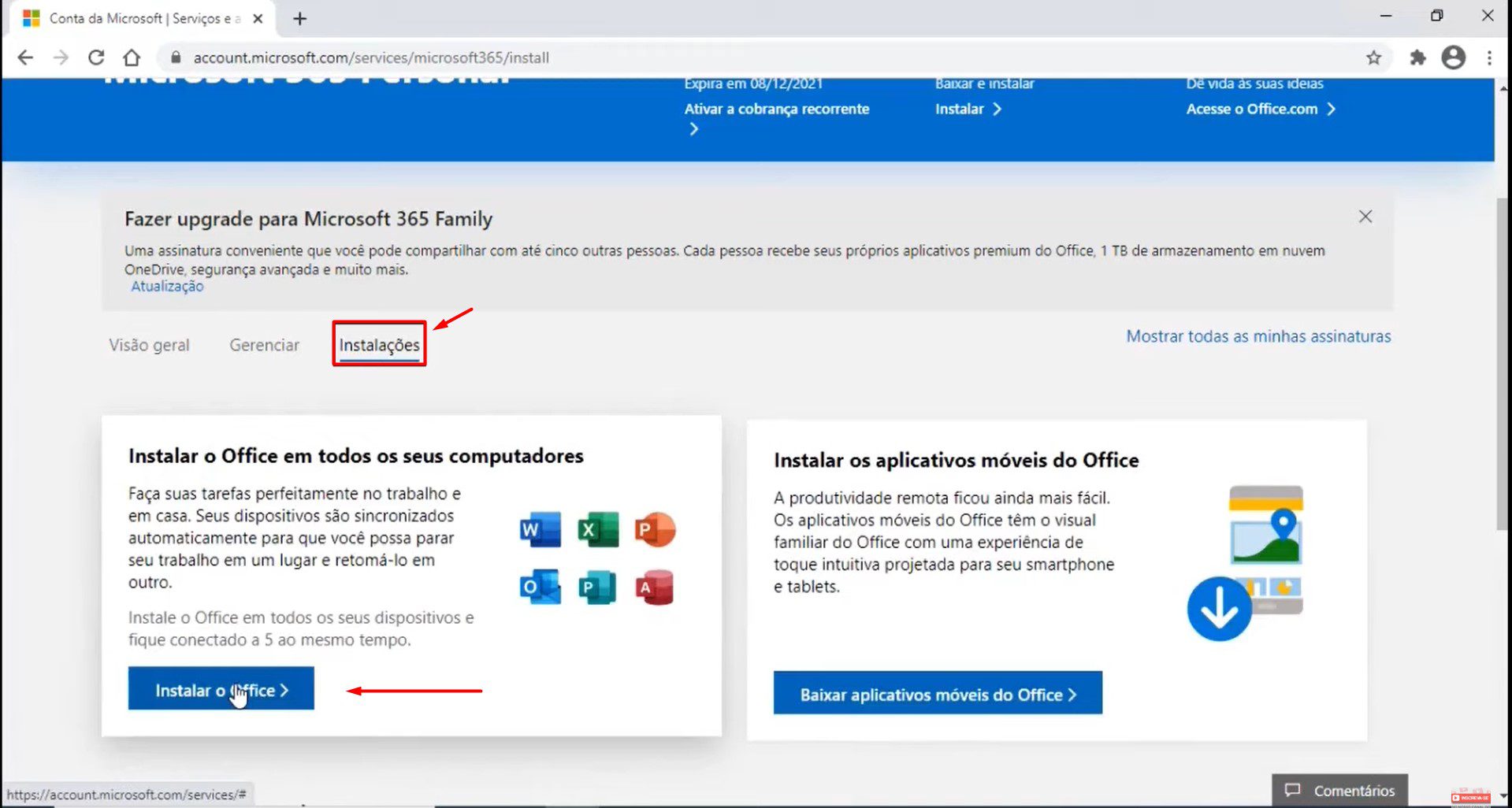 Como instalar o Office 365